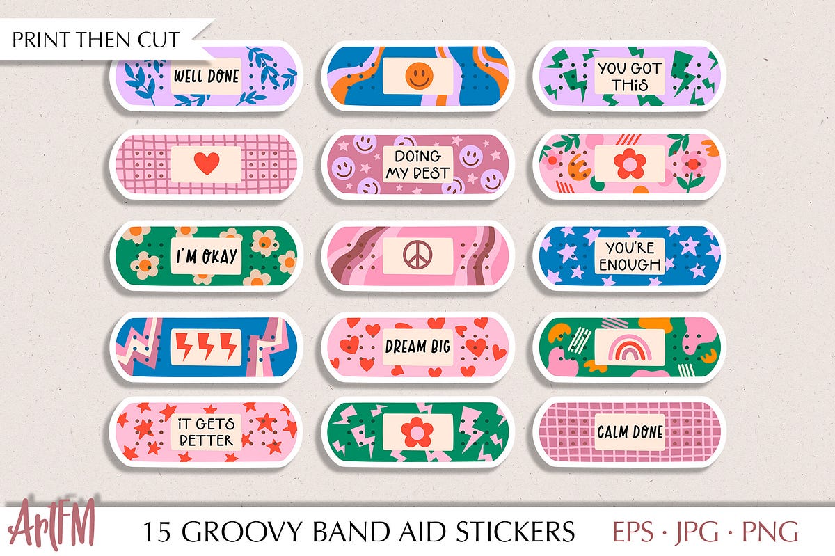 Groovy Motivation Band Aid Sticker Pack Free | by Whisperingwillow | Medium