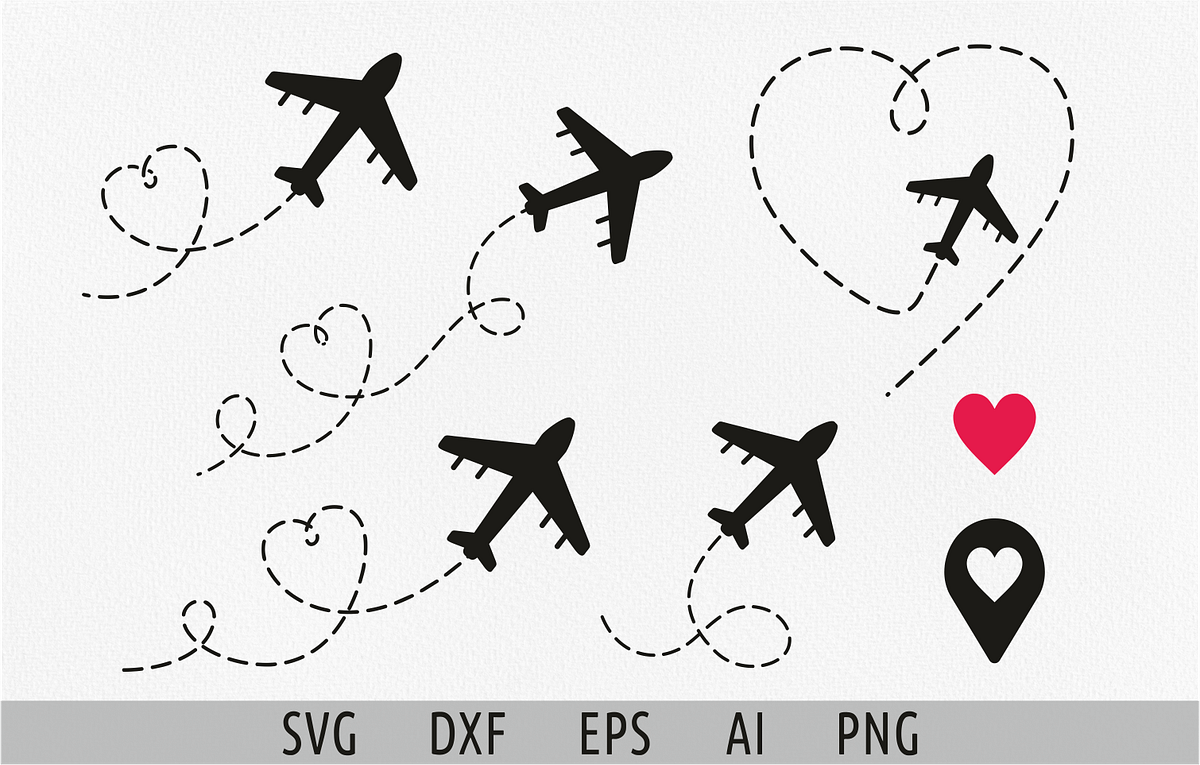 Airplane SVG Plane Route Heart Path Free | by Ariellewildewood | Aug ...