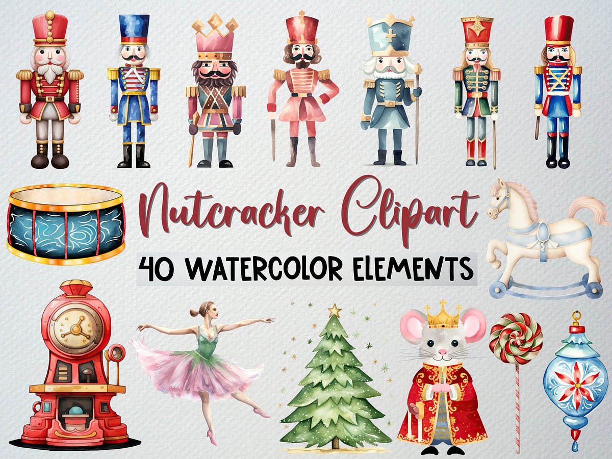 Watercolor Nutcracker Clipart Set,40 PNG Free | by Subsequent | Sep ...