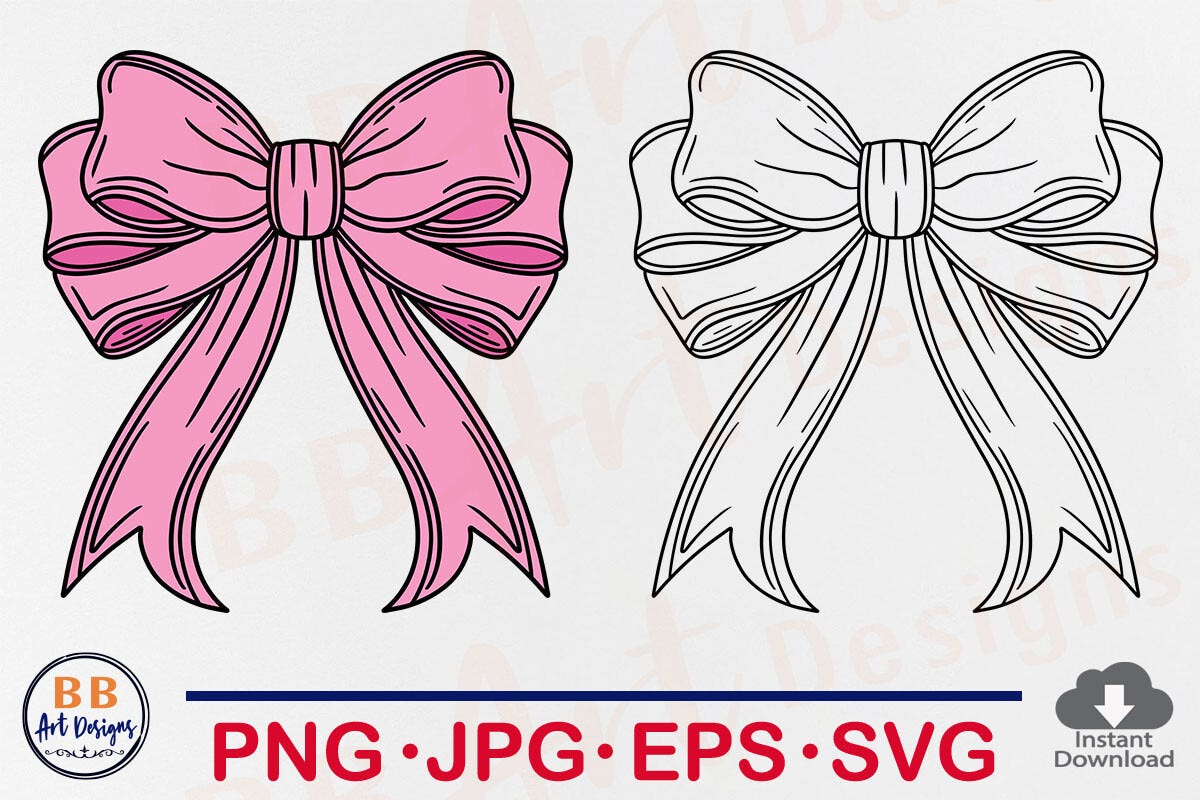 Coquette Bow SVG Pink Bow Clipart PNG Free | by Nebulacrafter | Aug ...