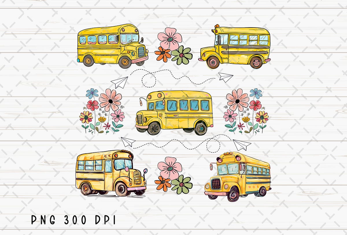 School Bus Back to School Flowers PNG | by Inkalchemist | Jul, 2024 ...