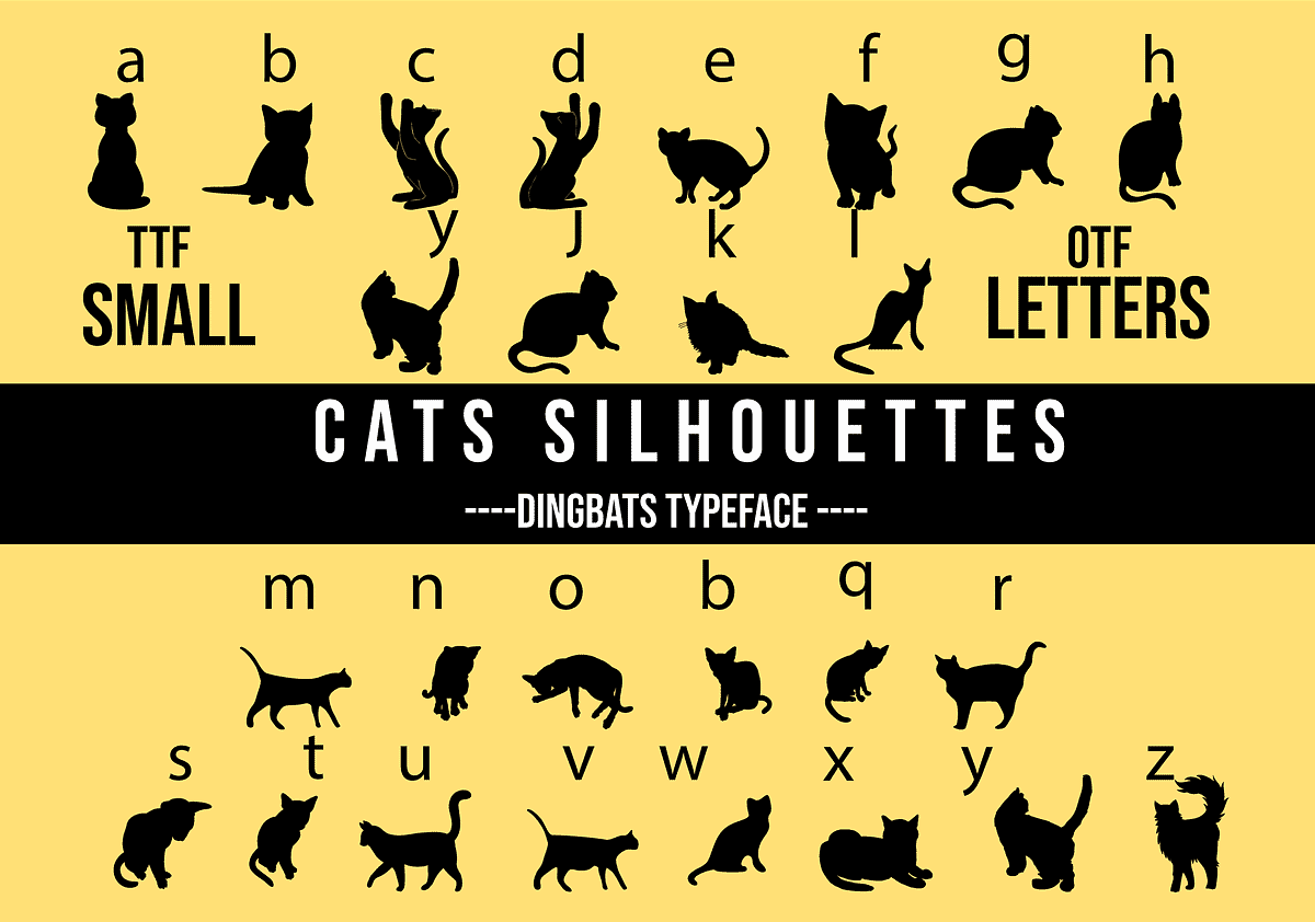 Cats Silhouettes Font | by Auroraartistry | Medium