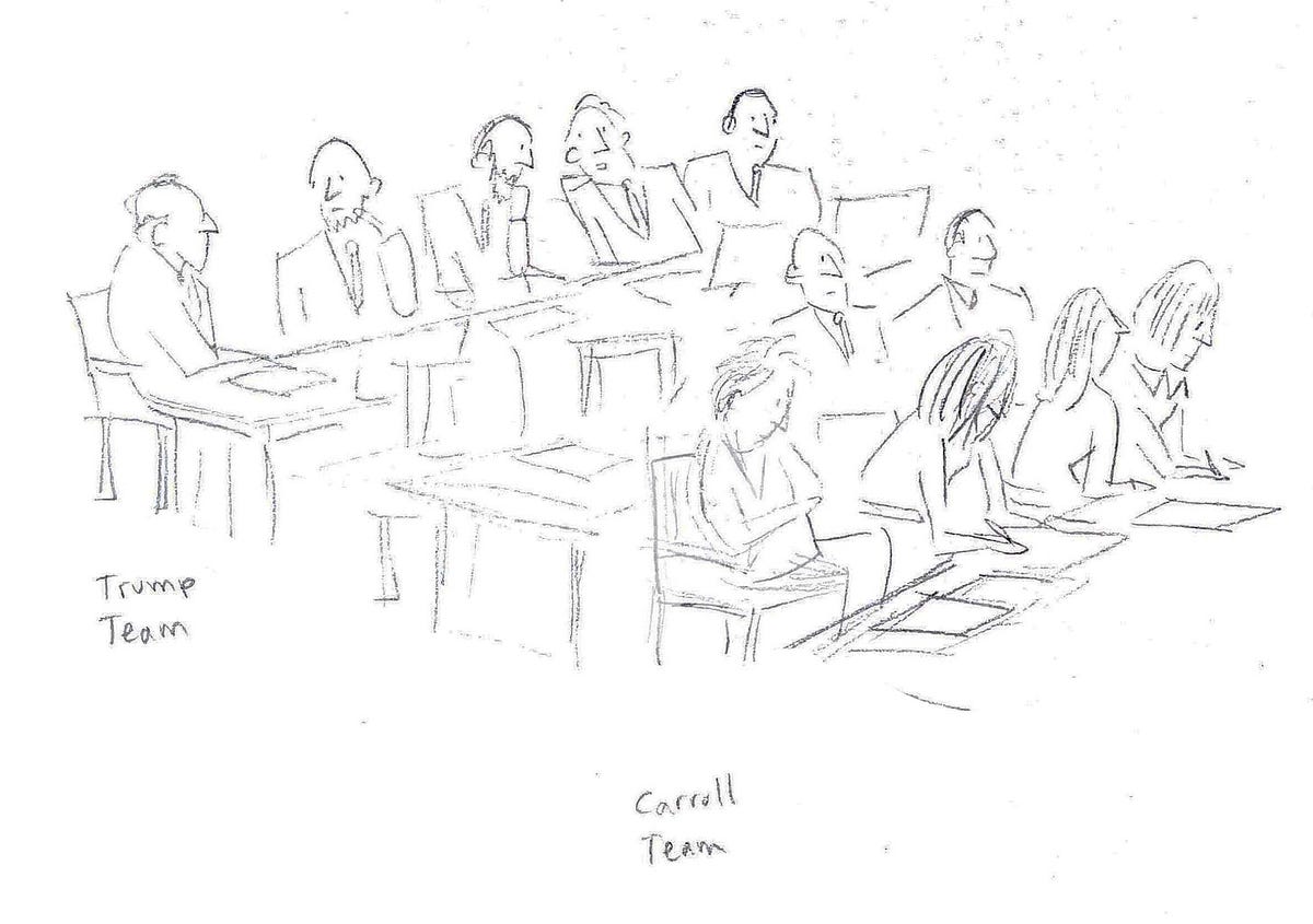 Drawing Day One of the Carrol v Trump Rape Trial | by Liza Donnelly ...