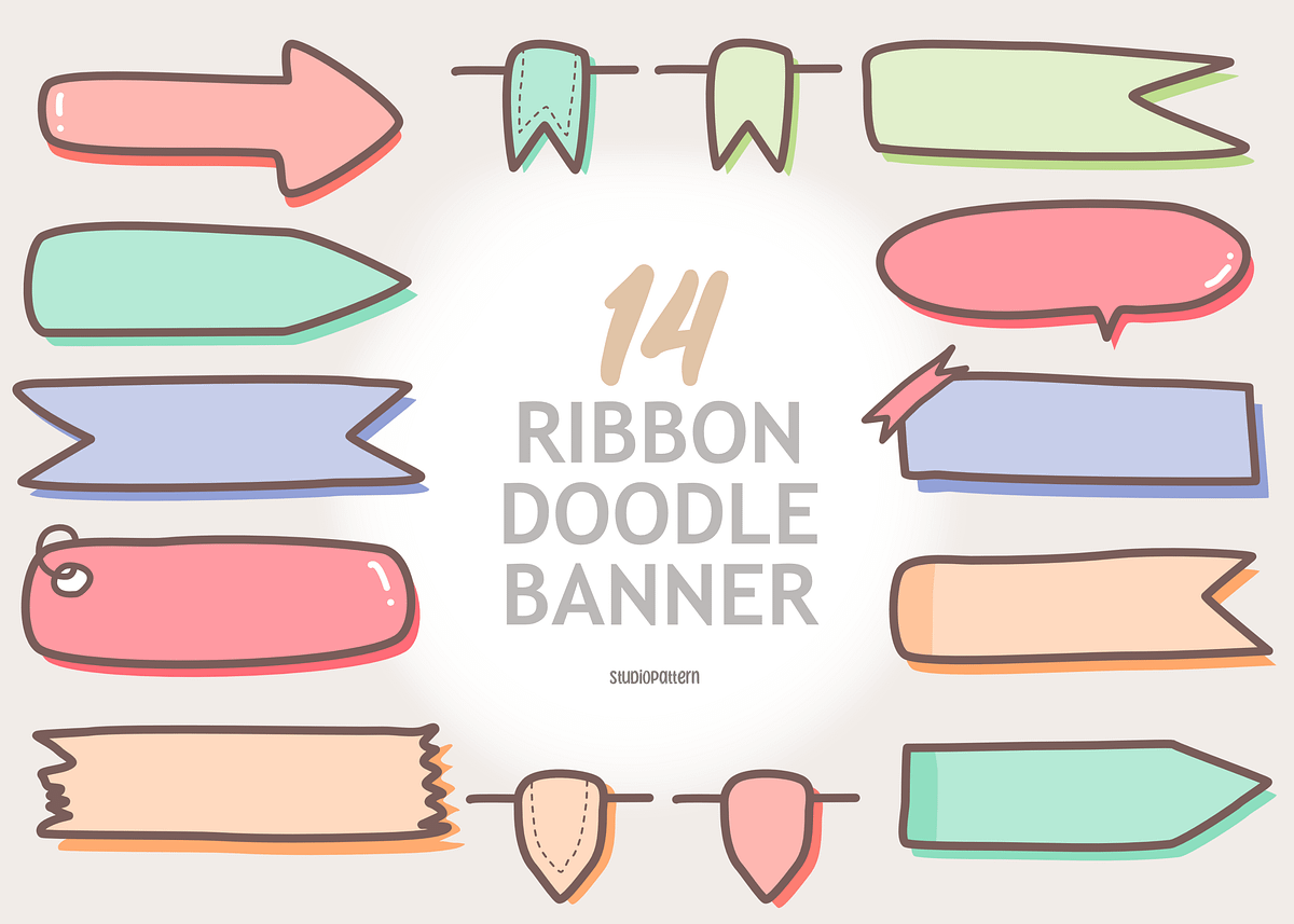 Ribbon Doodle Banner Stickers Free Download | by Prismpalette | May ...