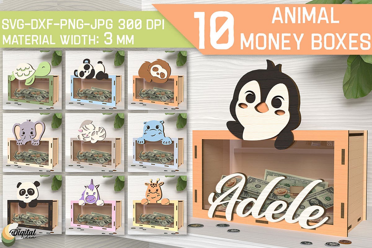Animal Money Box Laser Cut Bundle (3D SVG Cut Files) | by Vectorval ...