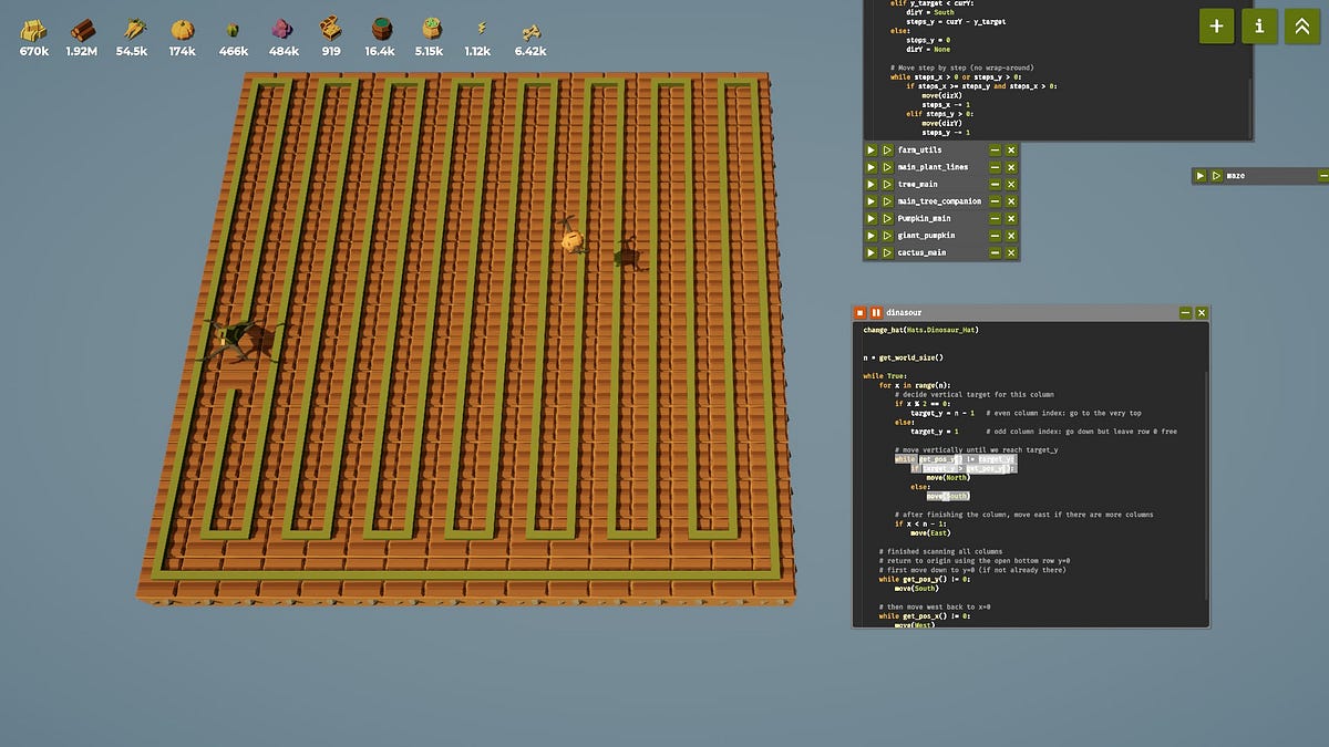 🌱 Solving Maze and Dinosaur in The Farmer Was Replaced | by Lagu | Medium