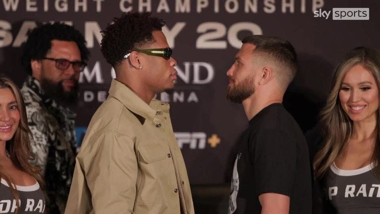 Devin Haney shows off belts before facing off against Vasily Lomachenko ...