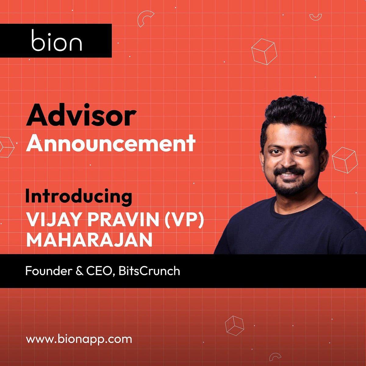 Advisor Announcement — Vijay Pravin Maharajan | by bion | bionapp | Medium Advisor Announcement — Vijay Pravin Maharajan | by bion | bionapp | Medium