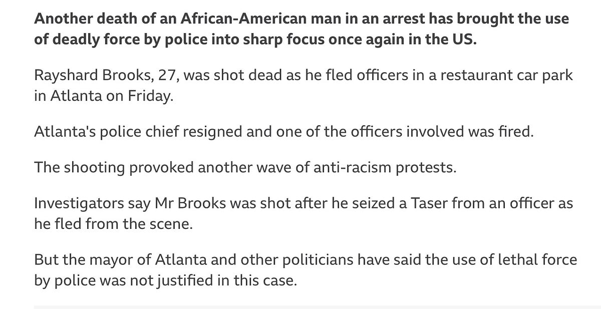 Rayshared Brooks case. Reaction of the media, society and popular ...