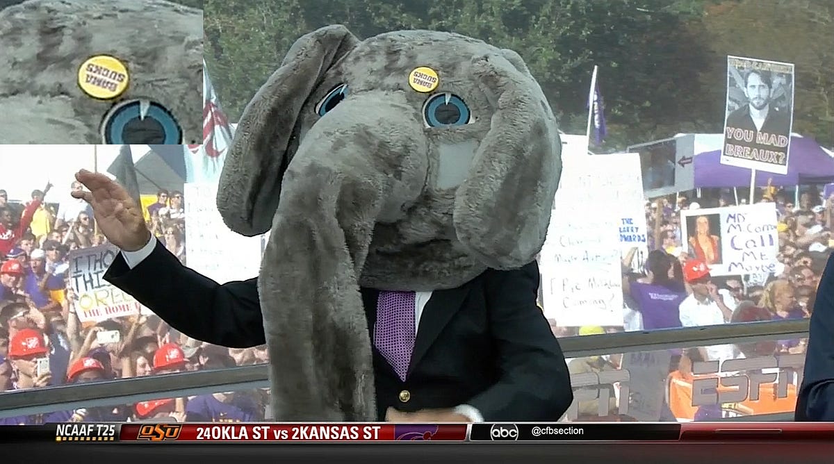 LSU Fans Got To Lee Corso’s Alabama Mascot Head | by Alex B. | Ride The ...