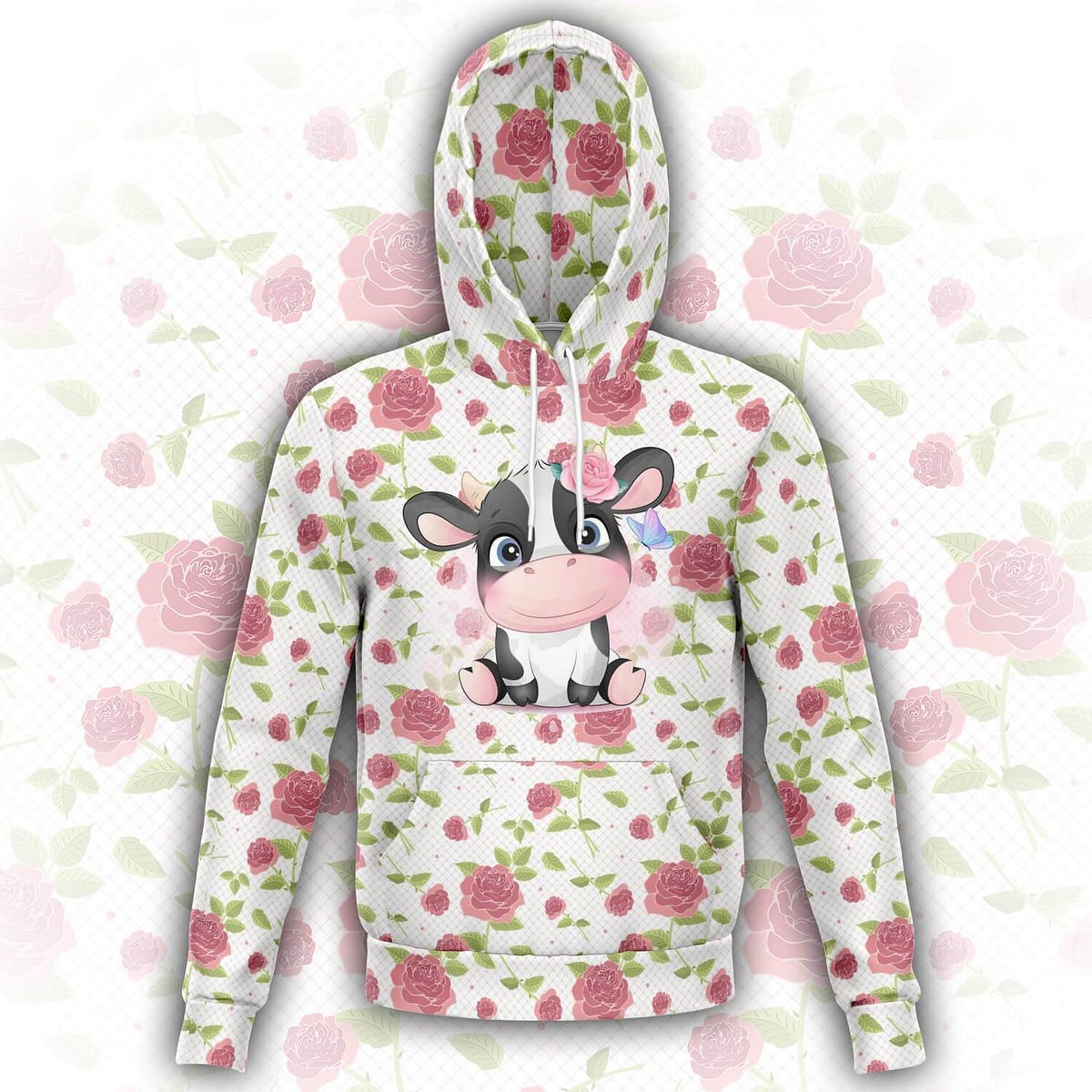 Flowery Cow Hoodie! Official Merch CL1211 | by The Cow Print ...