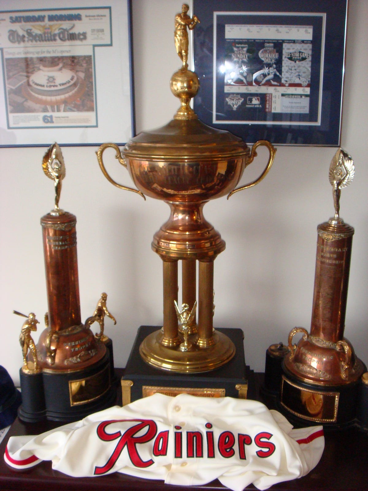 Seattle Rainiers PCL Championship Trophies on display at Safeco Field ...