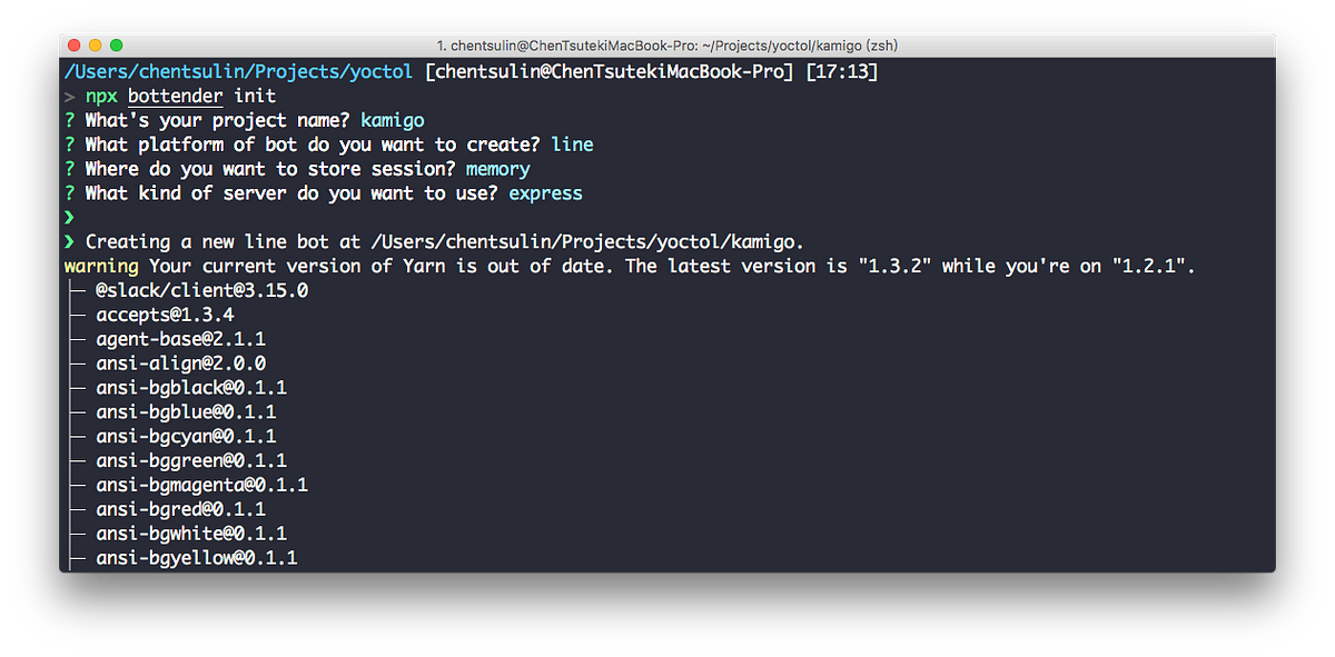 以 JavaScript 撰寫簡單的卡米狗. 注意！這篇文章是舊版的，新版文章請參考「以 Bottender v1… | by C.T. Lin | YOCTOL.AI | Medium