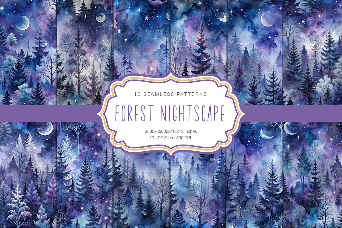 Forest Nightscape Seamless Patterns Free | by Harlequin | Oct, 2024 ...