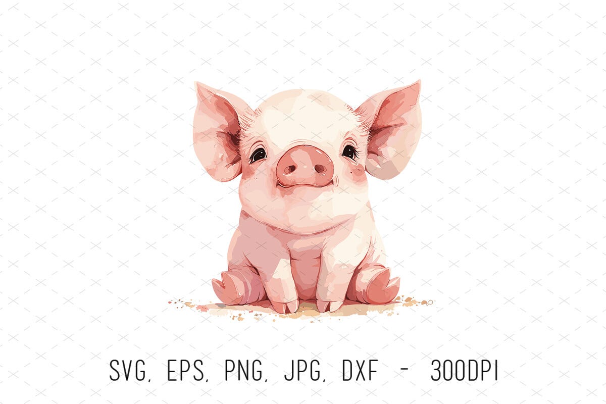 Cute Baby Pig Sublimation Clipart Vector (Printable Illustrations) | by ...