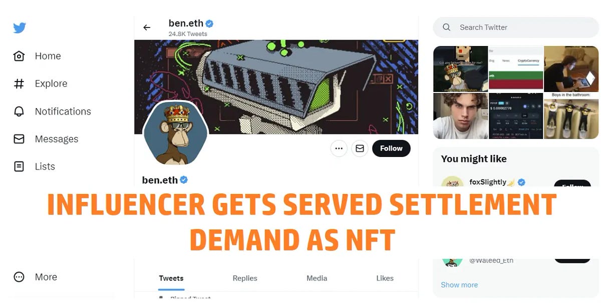 Influencer served settlement demand via NFT | by Daniel Jensen ...