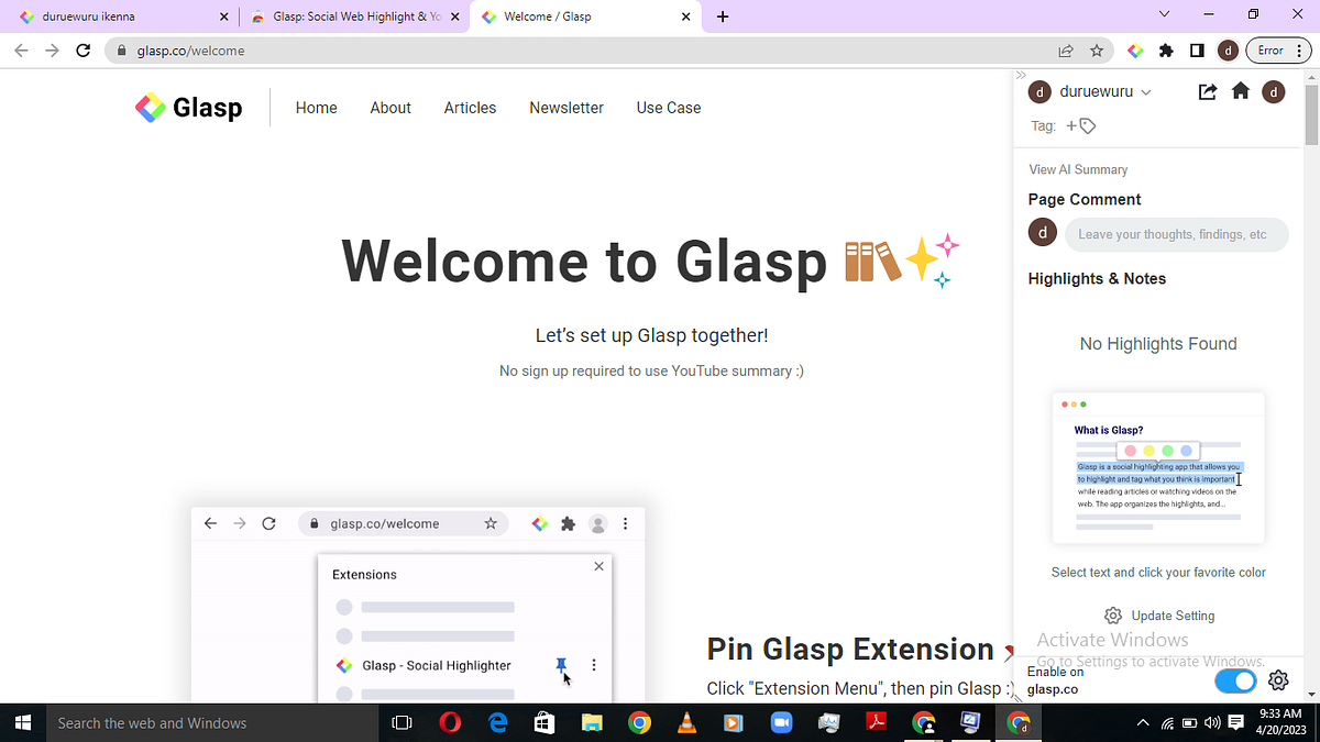 Glasp Introductory User Guide. Highlight better, Read better, Write… | by Duruewuruikenna | Medium