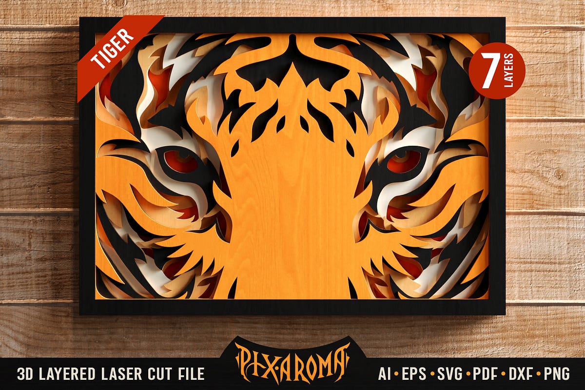 Tiger 3D Layered | Animal Laser Cut File Free | by Mehosozamyv | Oct ...