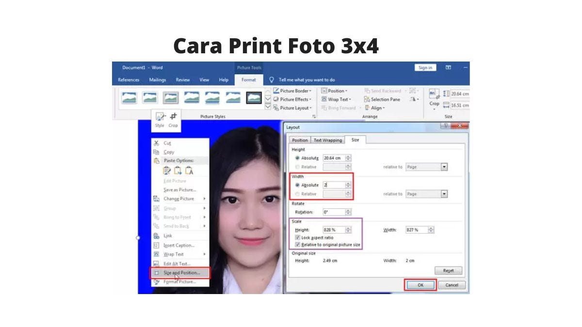 Cara Print Foto 3x4 Menggunakan Microsoft Word dan photoshop Dengan ...