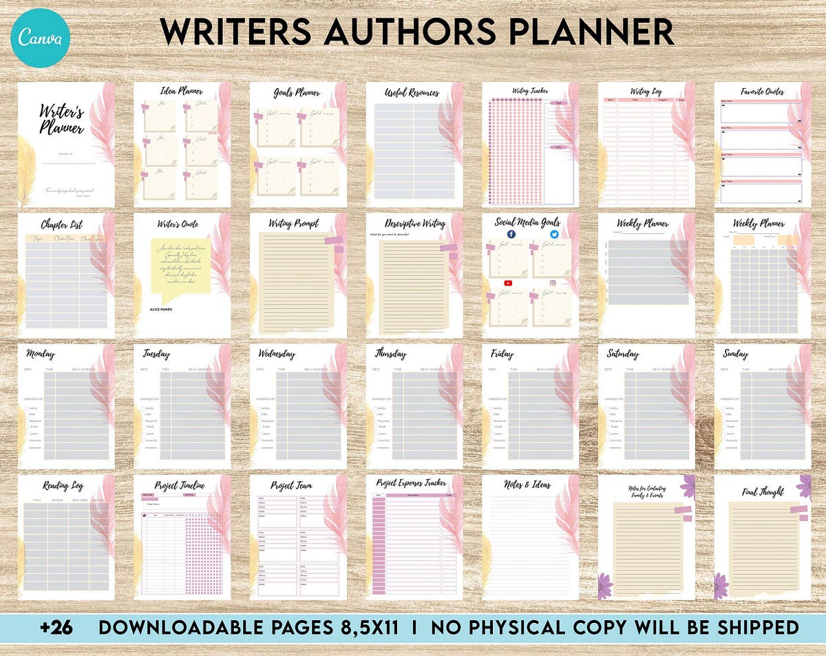 Author Planner, Writers Planner, Book Writing Planner, Novel Planner ...