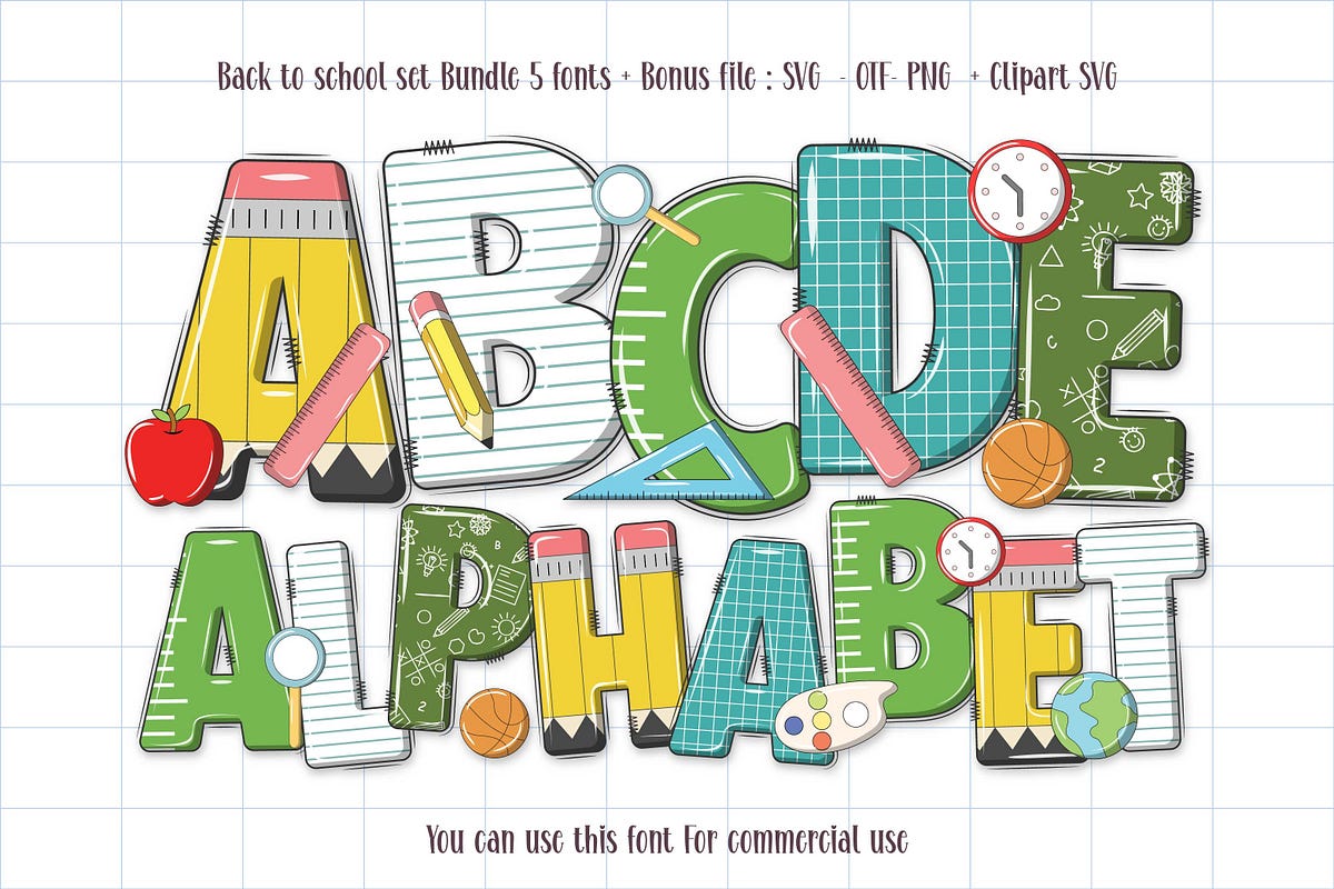 Back to School Set Font | by Arttechtom | Jun, 2024 | Medium