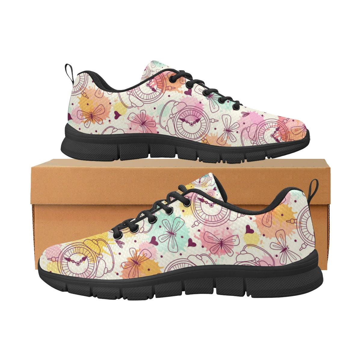 Clock Butterfly Pattern Men’S Sneaker Shoes POD Design By Facetotes ...