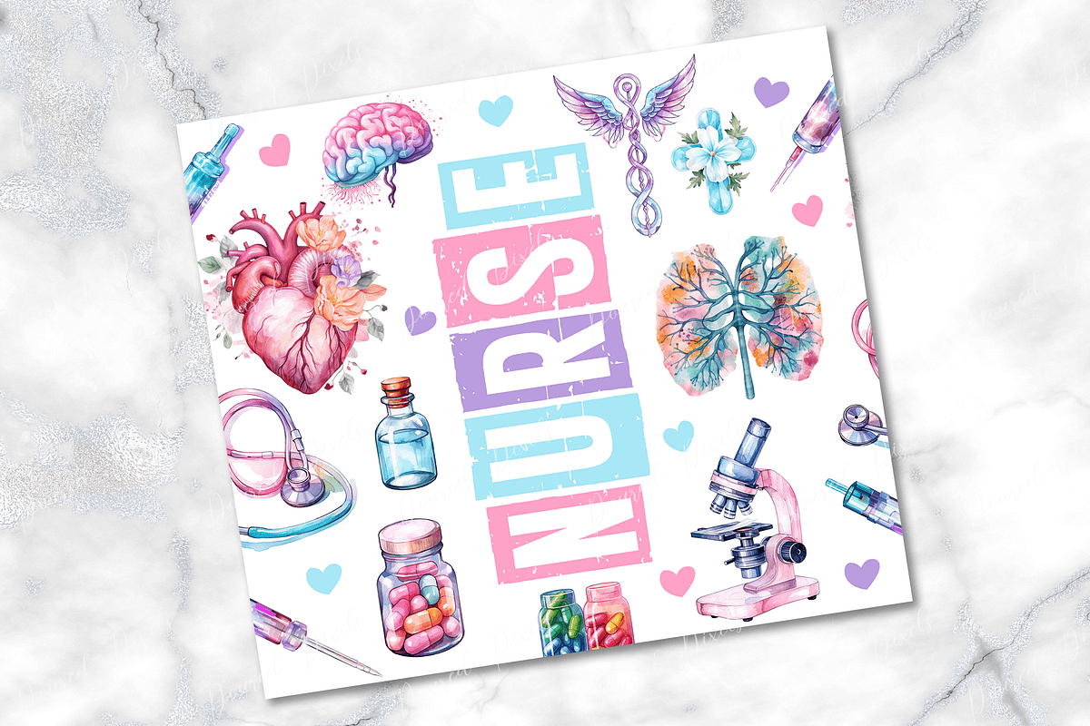 Pastel Nurse Tumbler Wrap - Cybernebula - Medium