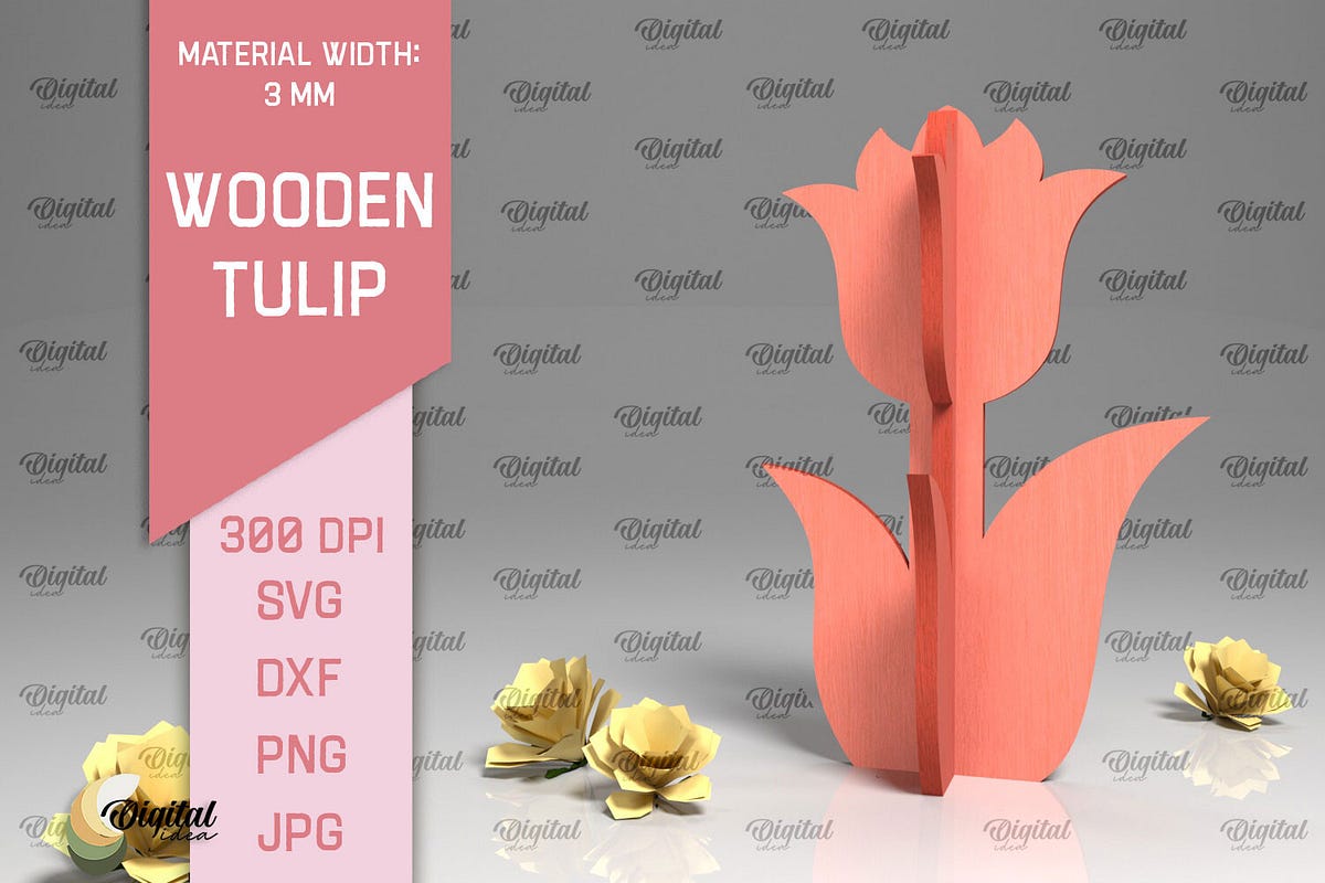 Laser Cut Wooden Tulip. 3D Spring Decor | by Lijungh | Mar, 2024 | Medium