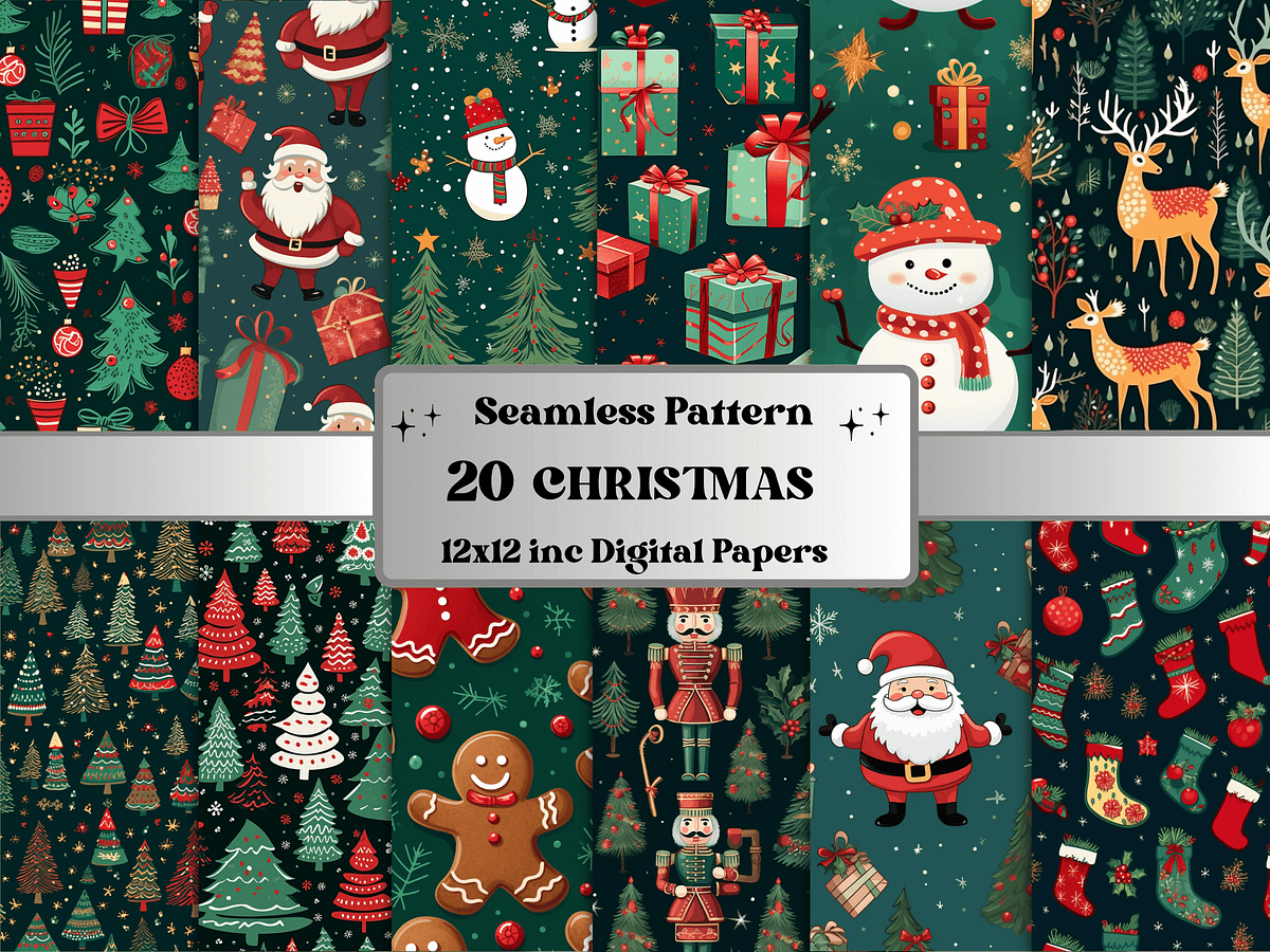 Seamless Christmas Pattern Digital Paper Free | by Twilighttrove | Sep ...