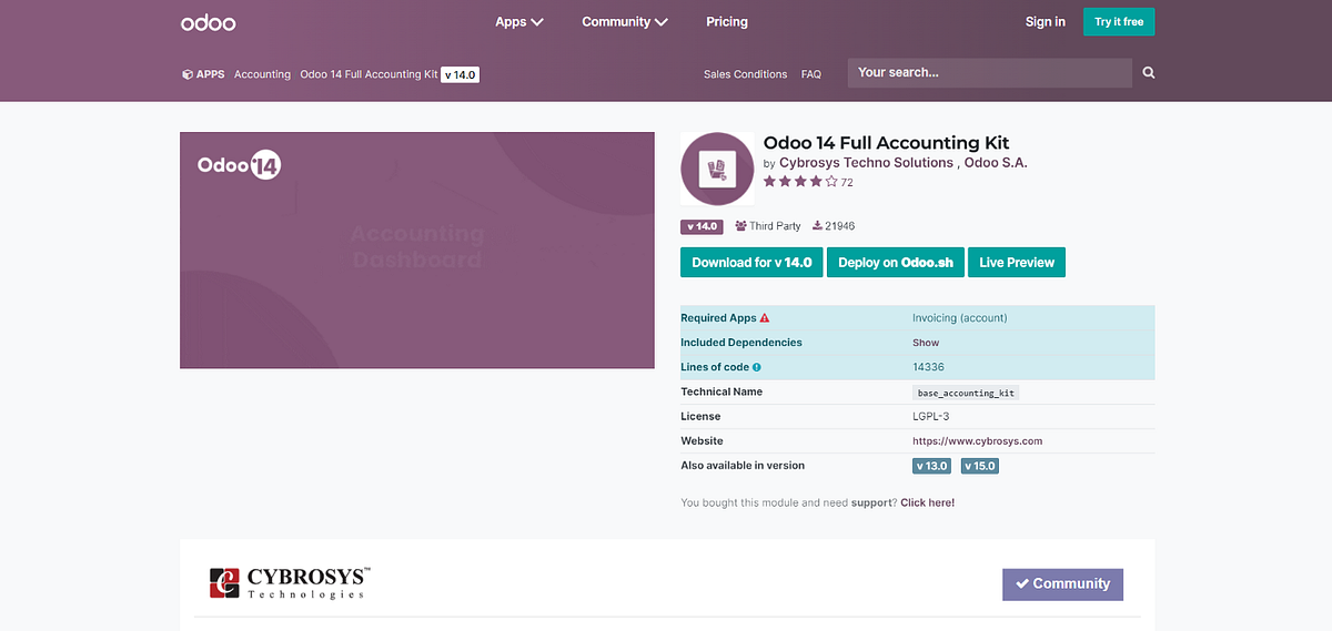 Cara Install Modul Accounting Eksternal by Cybrosys pada Odoo 14 Community Edition Windows 10 ...