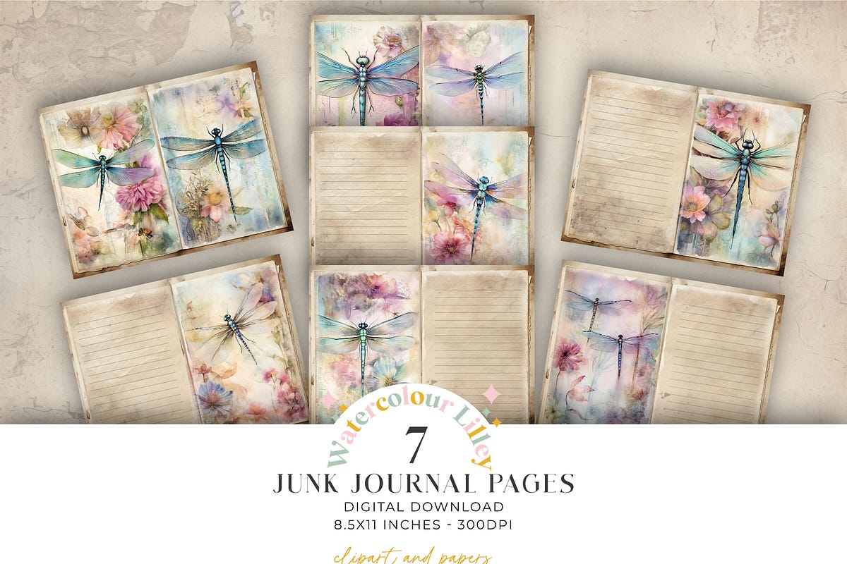 Dragonfly Junk Journal Pages Free | by Whimsywaves | Aug, 2024 | Medium