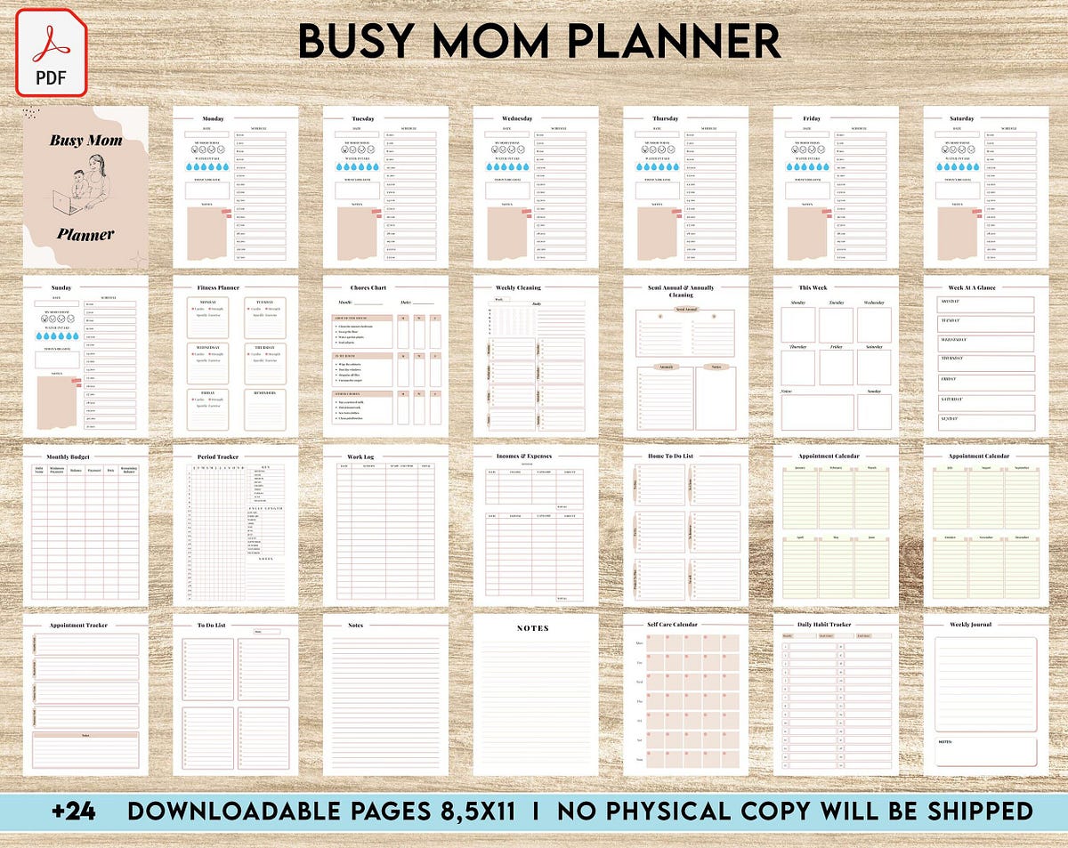 Busy Mom Planner, Home Management Planner 8x11 inch pages size, House ...
