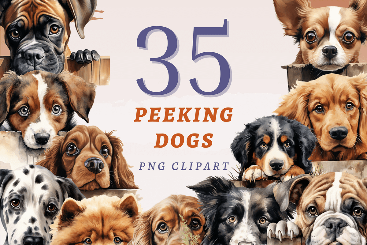 Peeking Dogs PNG Bundle - Miamingle - Medium