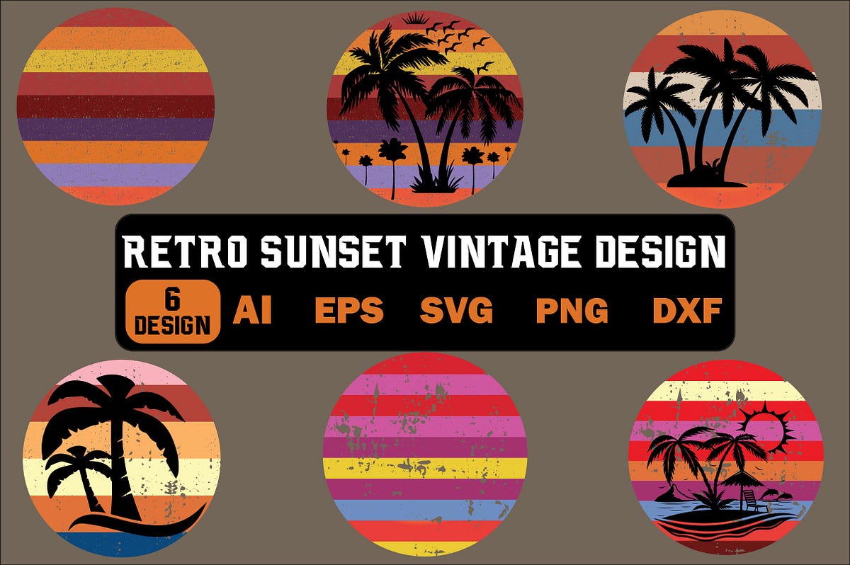 Retro Sunset Vintage Design Bundle Free Download | by Lunaluminesce ...