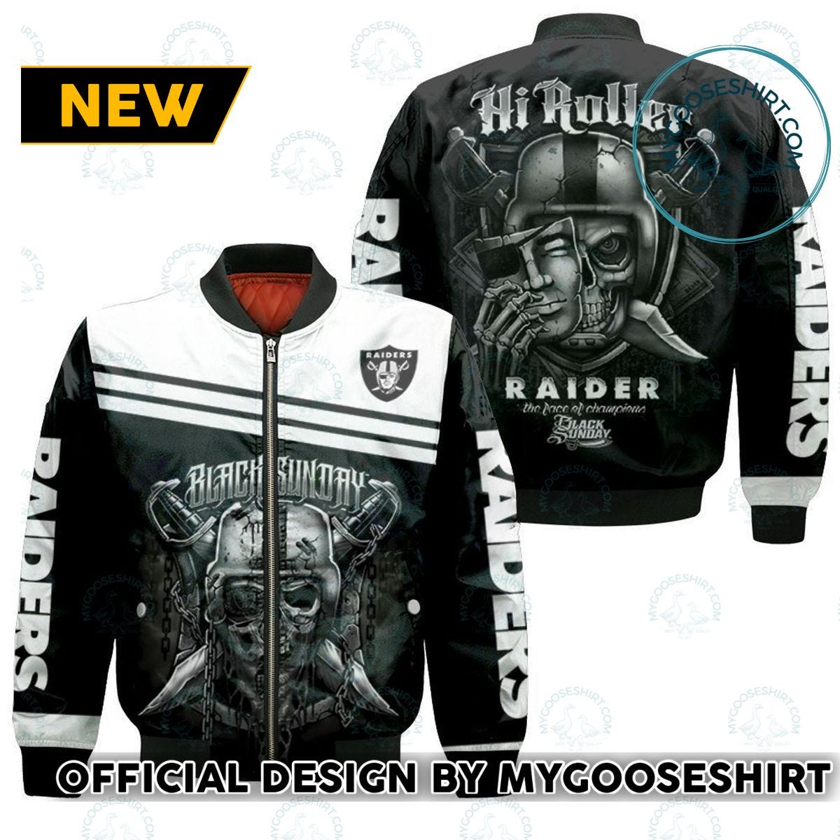 NFL Oakland Raiders Black Sunday Skull Bomber Jacket | by Mygoosesp ...