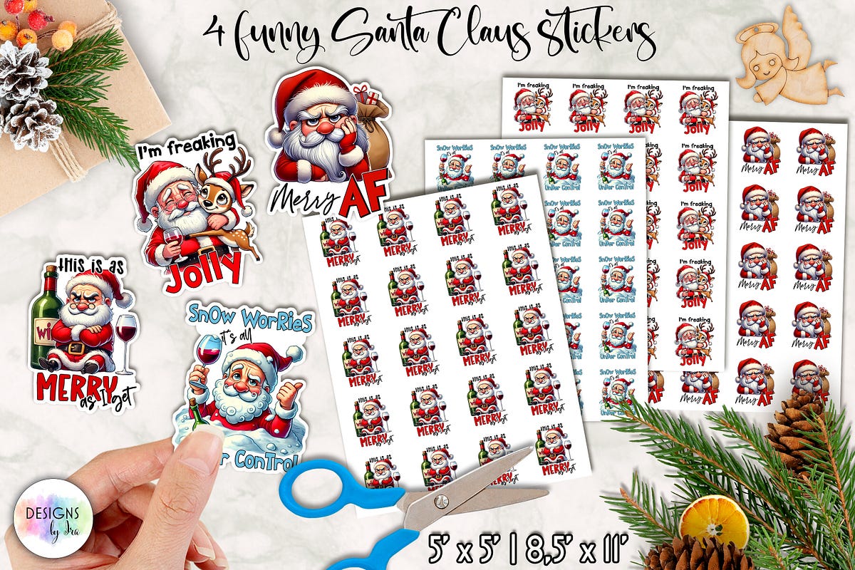 Sarcastic Santa Claus Stickers, Funny Free | by Velvetvista | Aug, 2024 ...