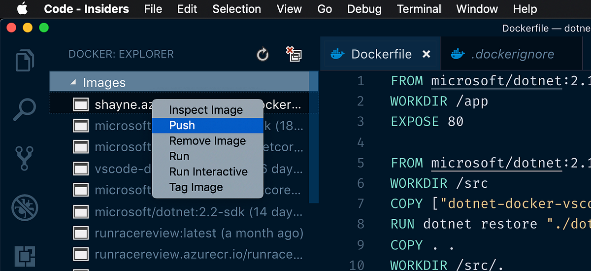 Exploring the Docker Extension for VS Code and .NET Core | by Shayne Boyer | Microsoft Azure ...