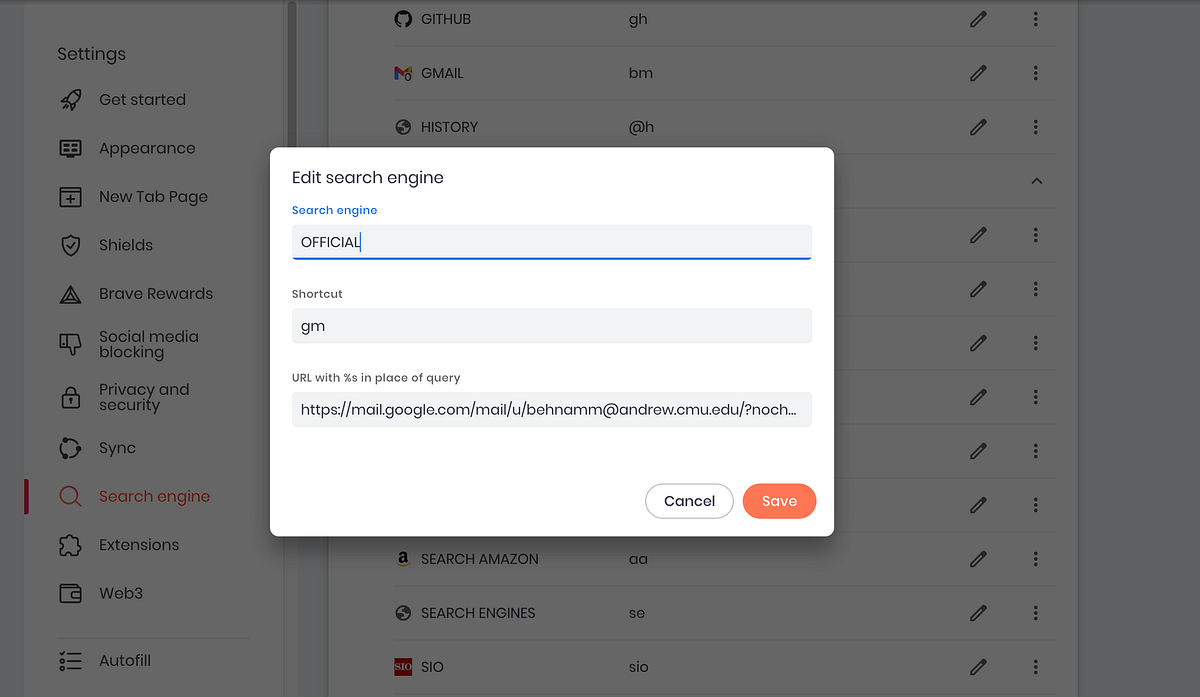 🔥 4 Brave Hacks: How I Create my Own Custom Search Engines to Save Time | by a place of mind ...
