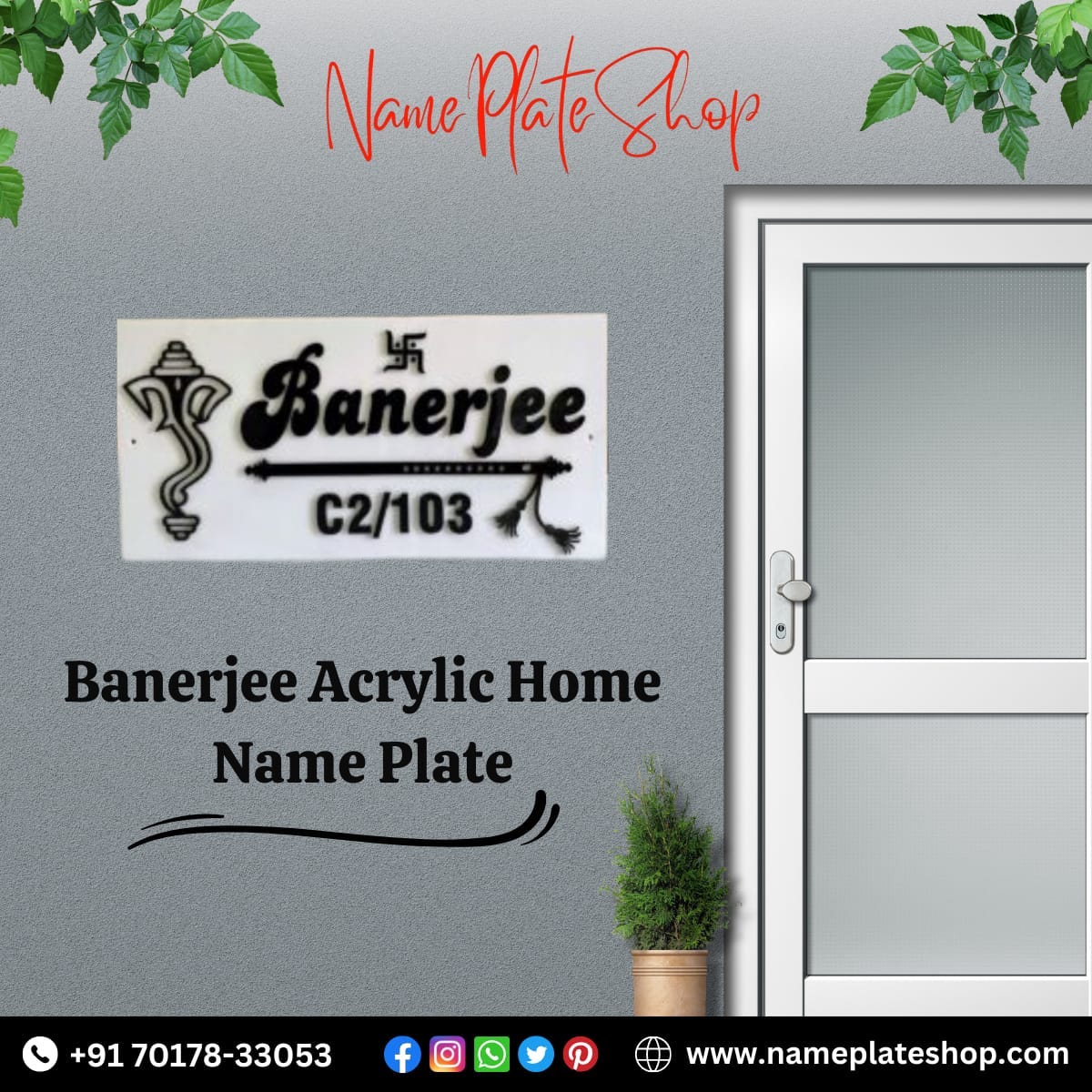 Banerjee Acrylic Name Plate For Home| NamePlateShop | by Naman Agarwal ...