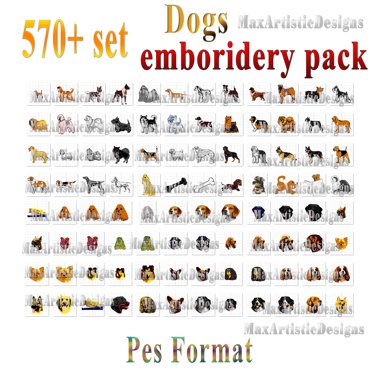 550+ Dogs embroidery designs for machine embroidery in PES JPG format ...