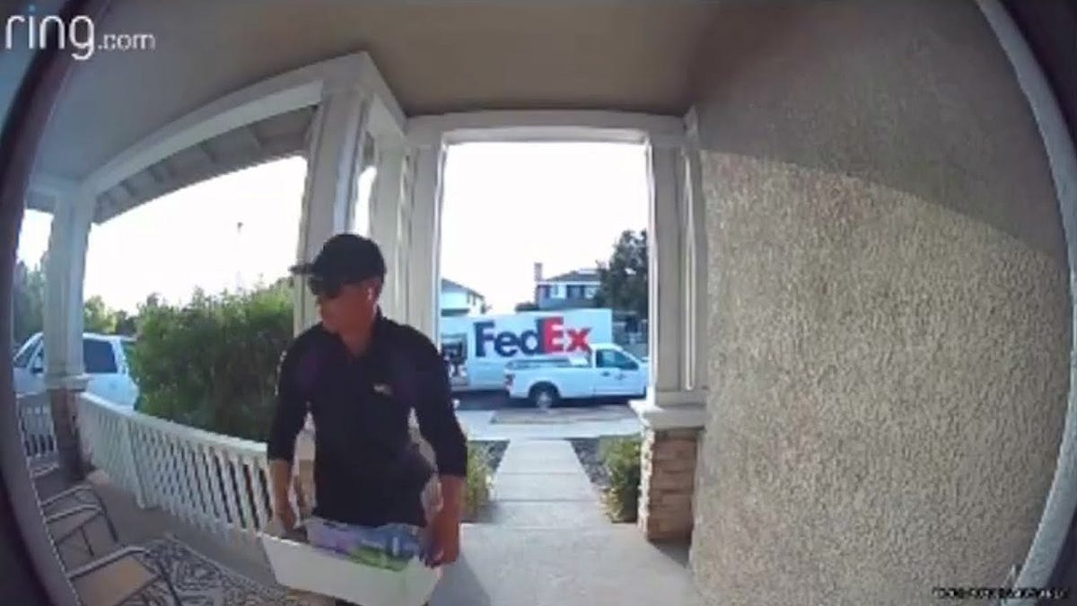 Package Delivery Driver Steals Whole Bowl of Snack Caught on Ring ...