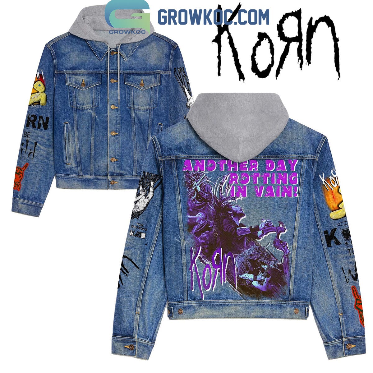 Korn Another Day Rotting In Vain Hooded Denim Jacket | by Growkocstore | Apr, 2024 | Medium