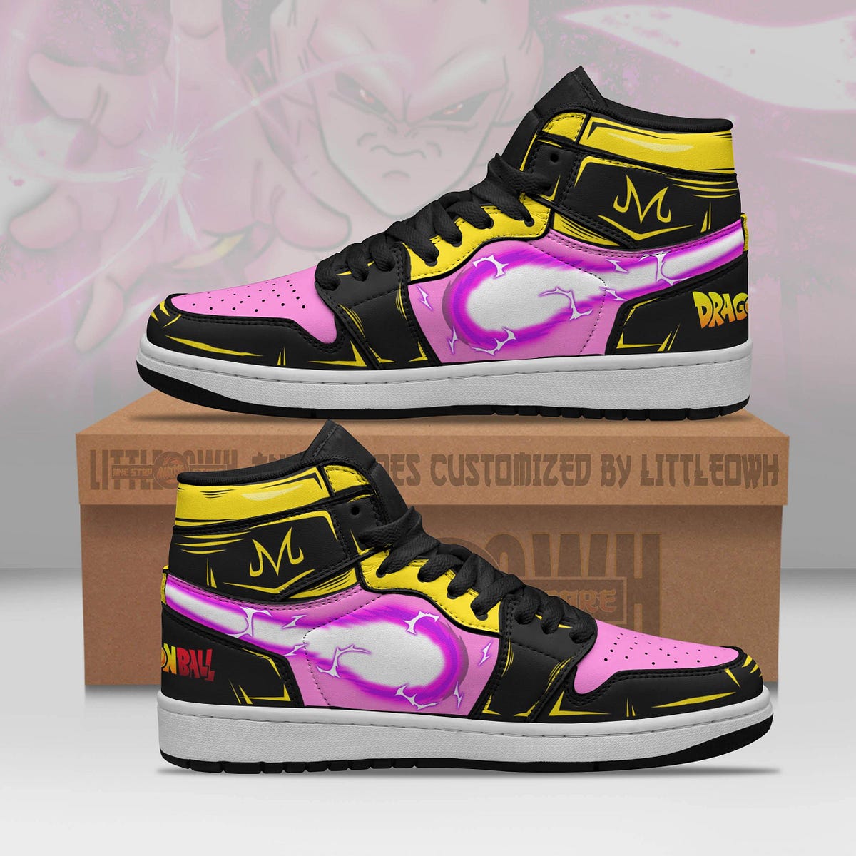 Majin Buu Sneakers Custom Skill Dragon Ball Anime Shoes POD Design By ...