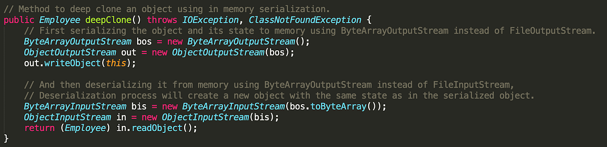 How To Deep Clone An Object Using Java In Memory Serialization By 4917