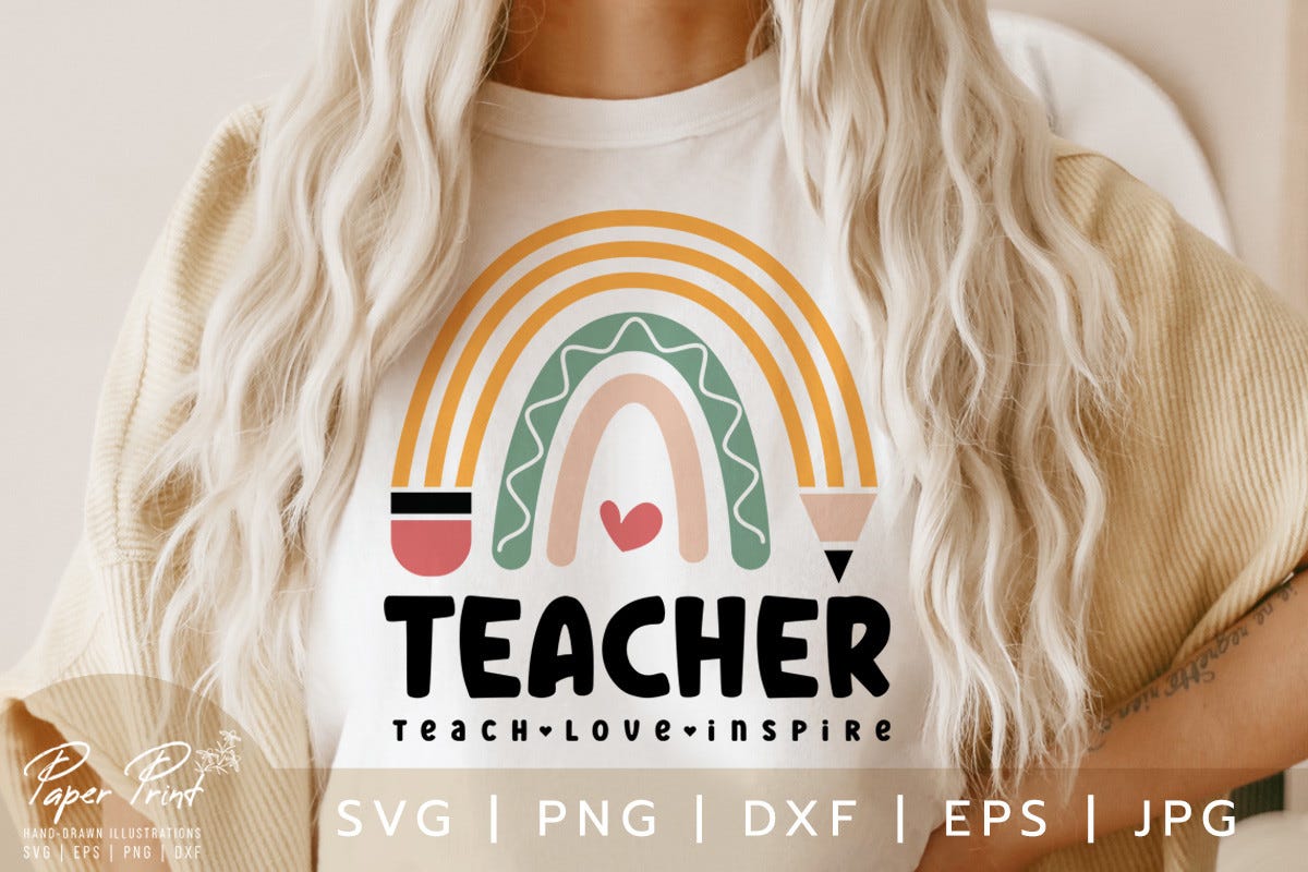 Teach Love Inspire Svg, Teacher Png (T-shirt Designs) | by Sparksasha ...