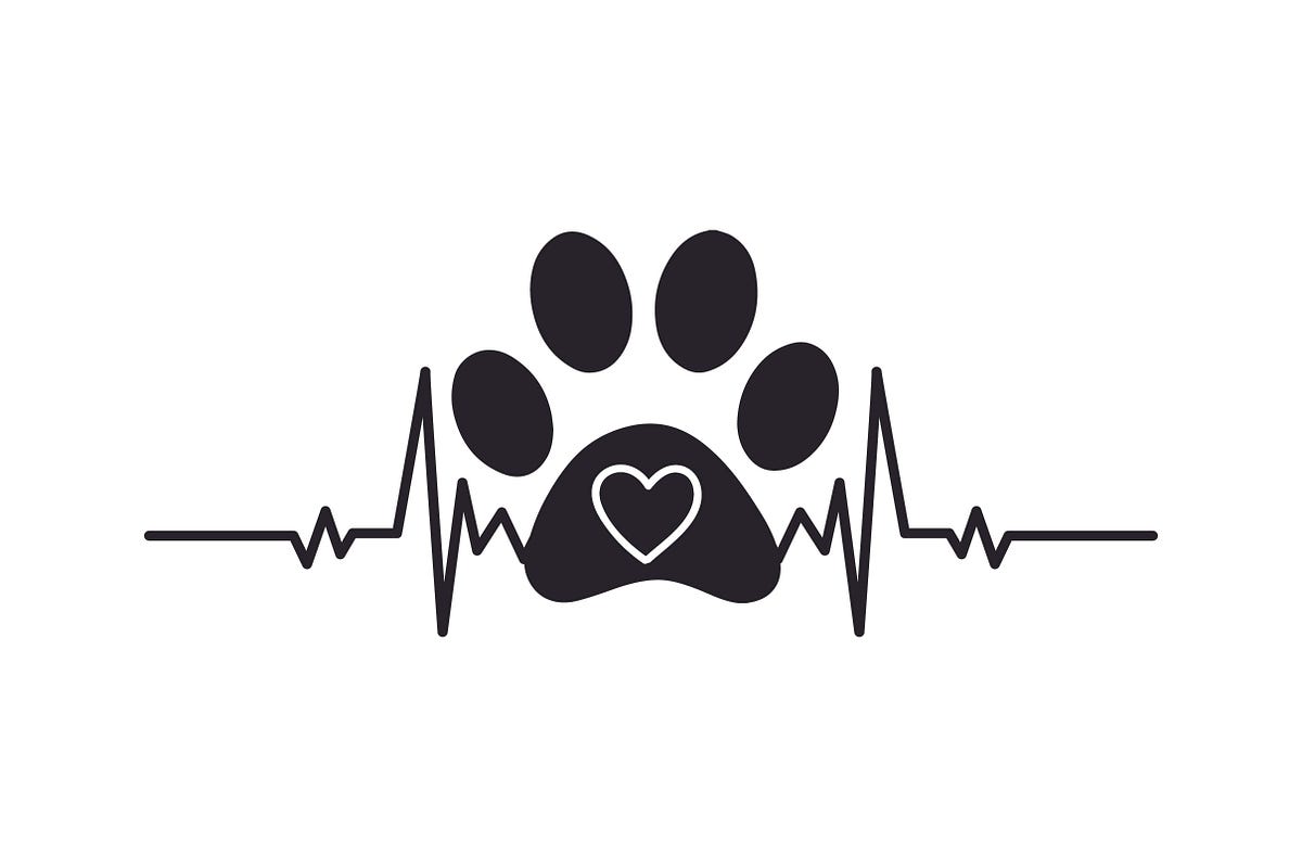 Dog Paw with Heart Beat - Craftycarla - Medium