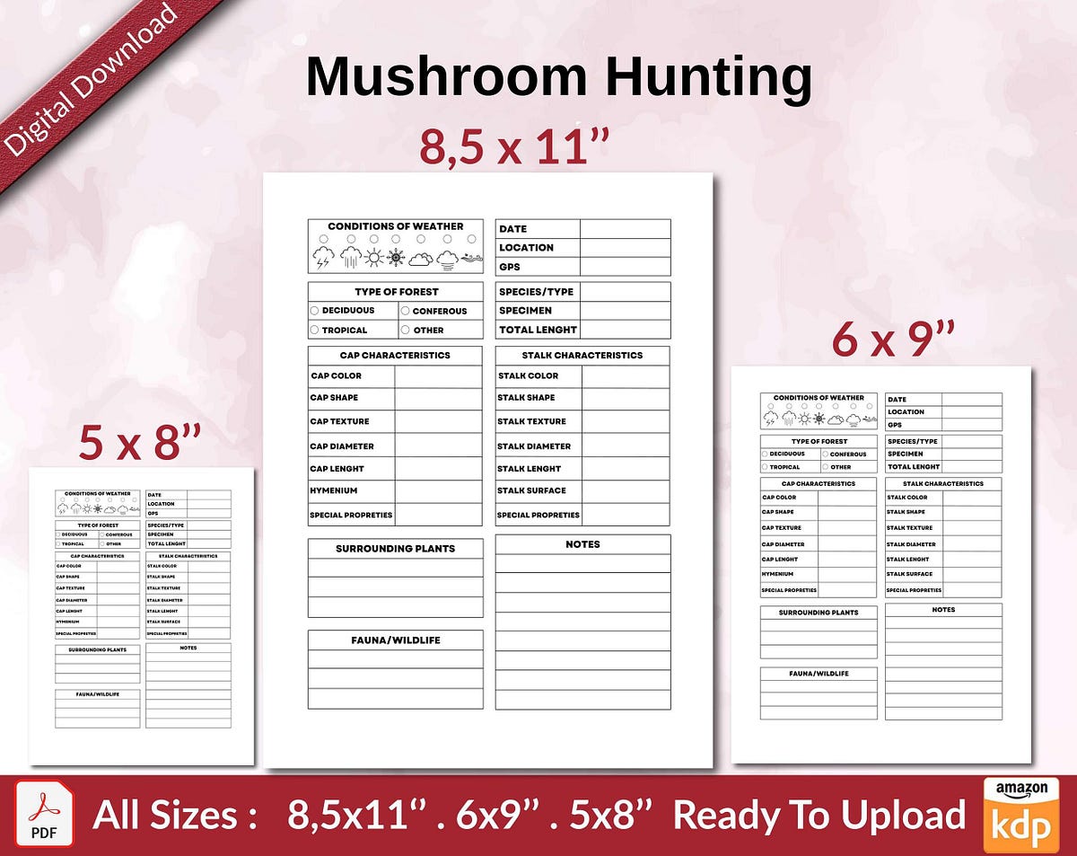Mushroom Hunting 120 pages Ready to Upload PDF used as Low Content ...