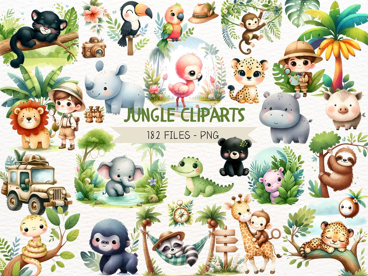 Cute Jungle Animals. Tropical Animals Free | by Silasmidnight | Medium