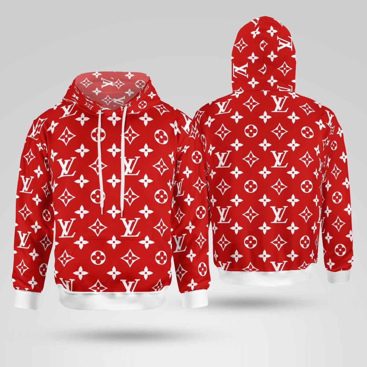 Louis Vuitton Red Lv Type 858 Luxury Hoodie Outfit Fashion Brand | by ...