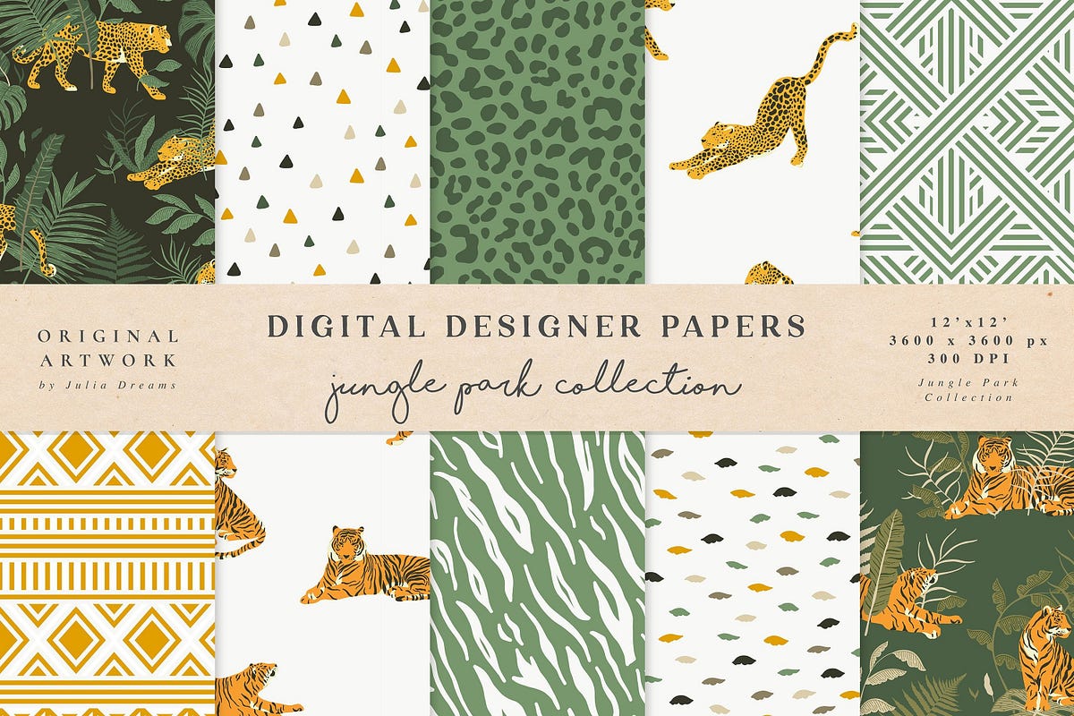 Jungle Park Digital Papers Tiger Leopard Free | by Mehonegoph | Oct, 2024 | Medium